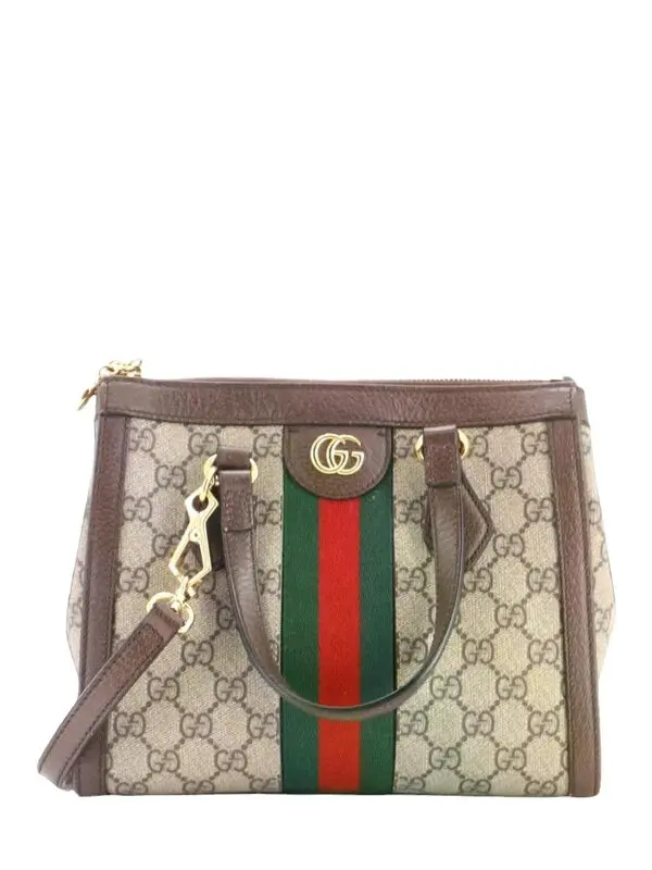 Gucci Ophidia Top Handle Gg Coated Canvas Small Tote Bag - Brown