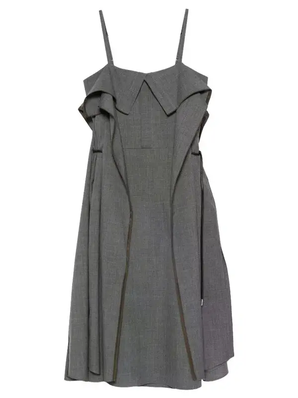 Sacai Layered Detail Sleeveless Midi Dress - Grey