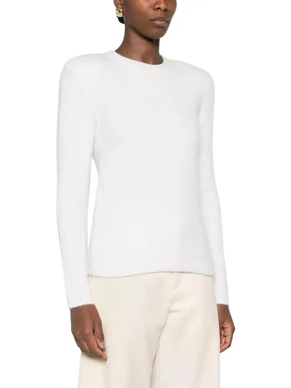 TOTEME Crew Neck Sweater With Padded Shoulders - Neutrals