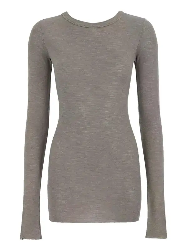 Rick Owens Long Sleeve T-shirt With Slub Texture - Grey