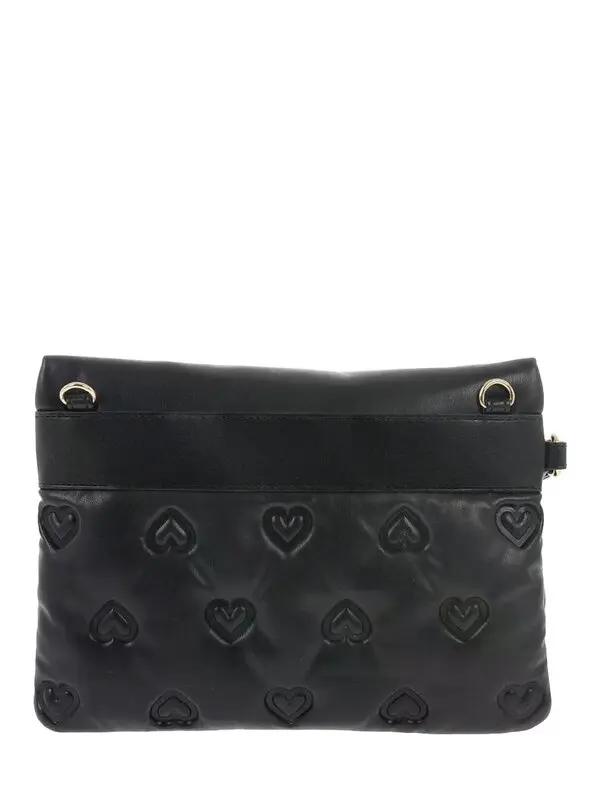 Moschino Heart-embossed Quilted Clutch Bag - Black