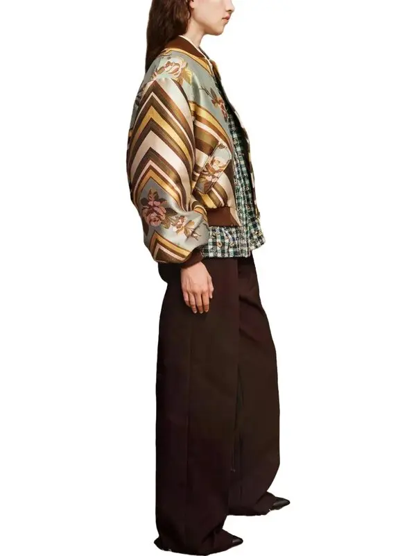 ALEMAIS La Rosa Jacquard Bomber Jacket - Neutrals