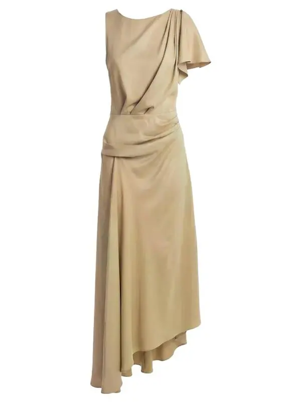 IRINA SCHROTTER Bridget Asymmetric Draped Dress - Neutrals