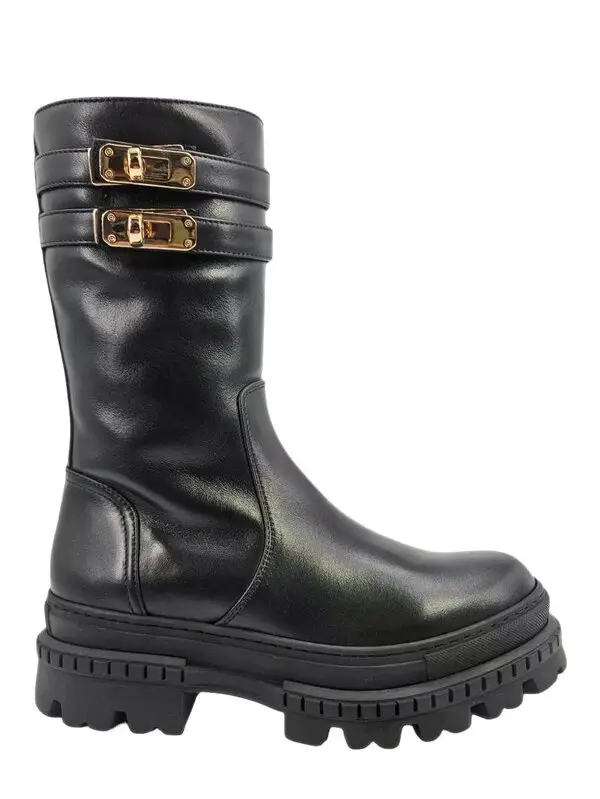 MADISON MAISON Shearling-lined Buckle-strap Boots - Black