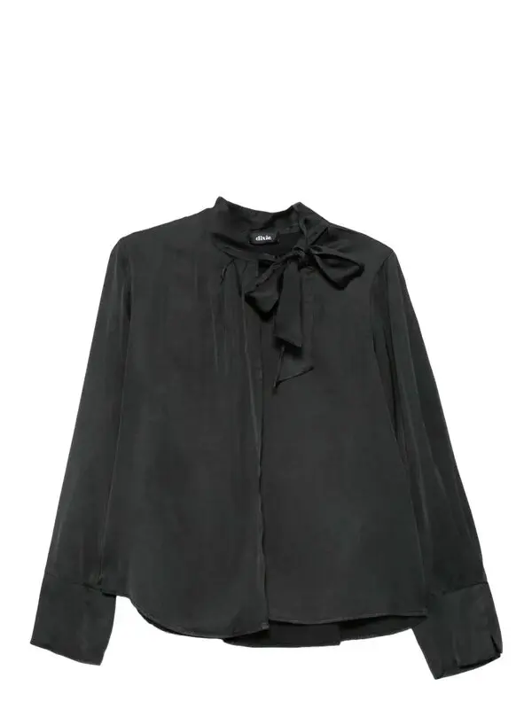 Dixie Pussy-bow Long-sleeve Blouse - Black