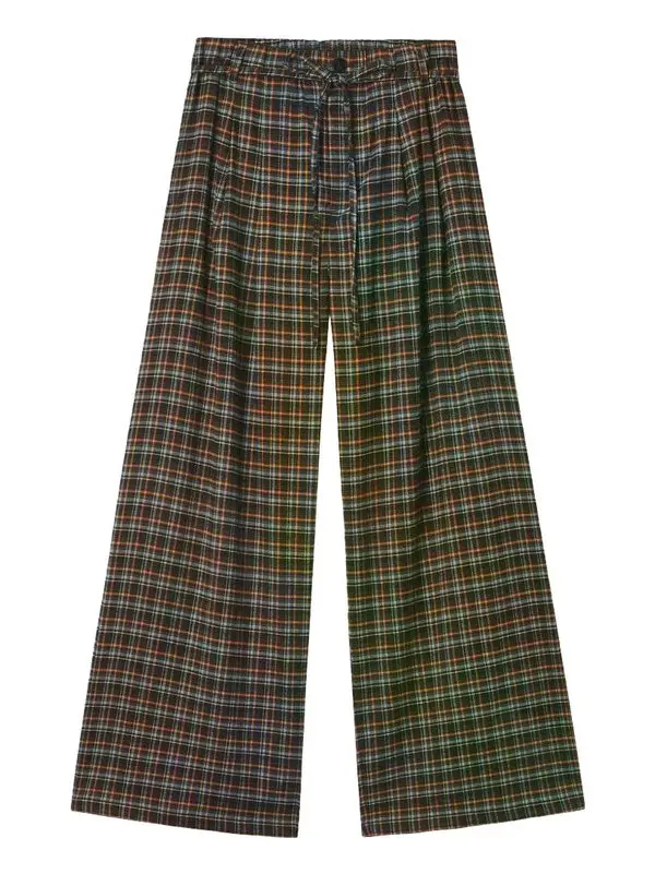 TOUT A COUP Tout À Coup Check-pattern Wide-leg Trousers - Brown