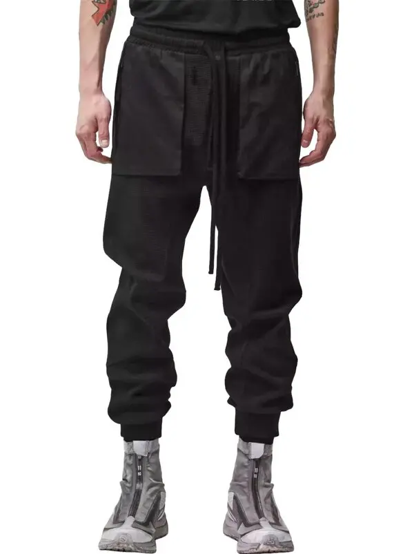 THOM KROM Waffle-knit Drawstring Trousers - Black