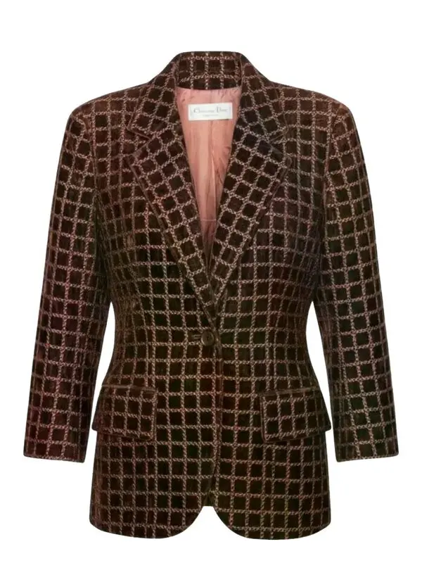 Dior 1992-1993 Check-pattern Blazer - Brown