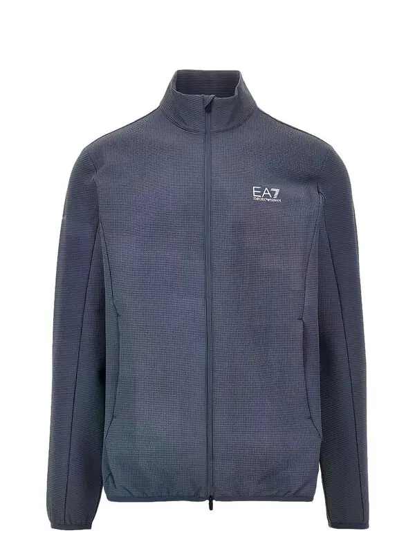 EA7 Logo-print Zip-up Sweatshirt - Blue