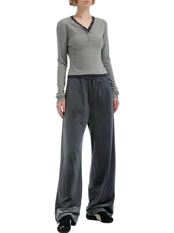 TOUT A COUP Layered Effect Press-stud T-shirt - Grey