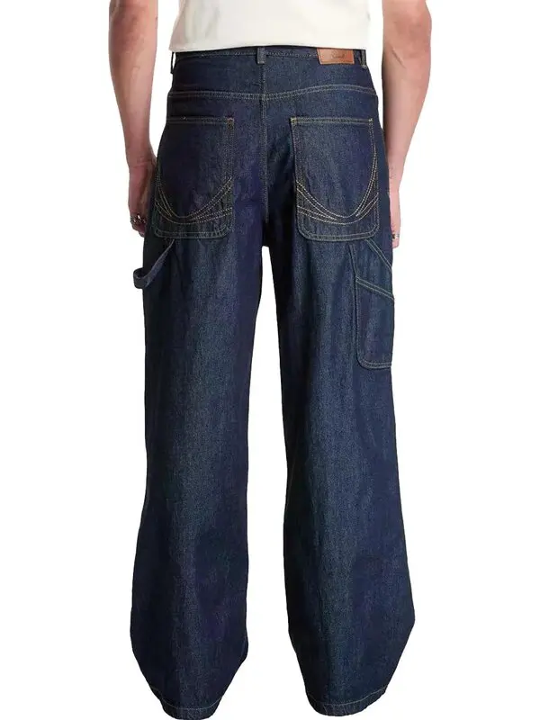 KARL KANI Og Contrast-stitch Wide-leg Jeans - Blue