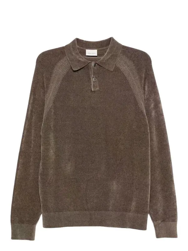 PROFUOMO Button-fastening Long Sleeve Polo Shirt - Brown