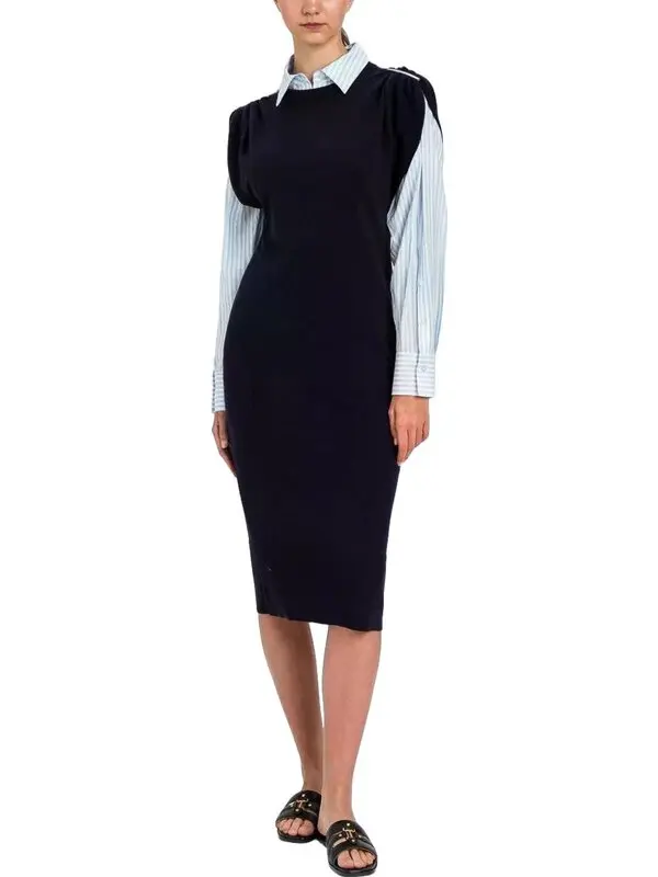 TWINSET Sleeveless Midi Dress With Gathered Shoulders - Blue