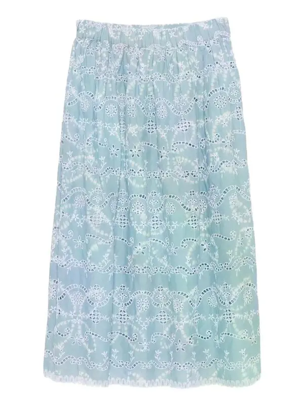 MAISON123 Broderie Anglaise Midi Skirt - Blue
