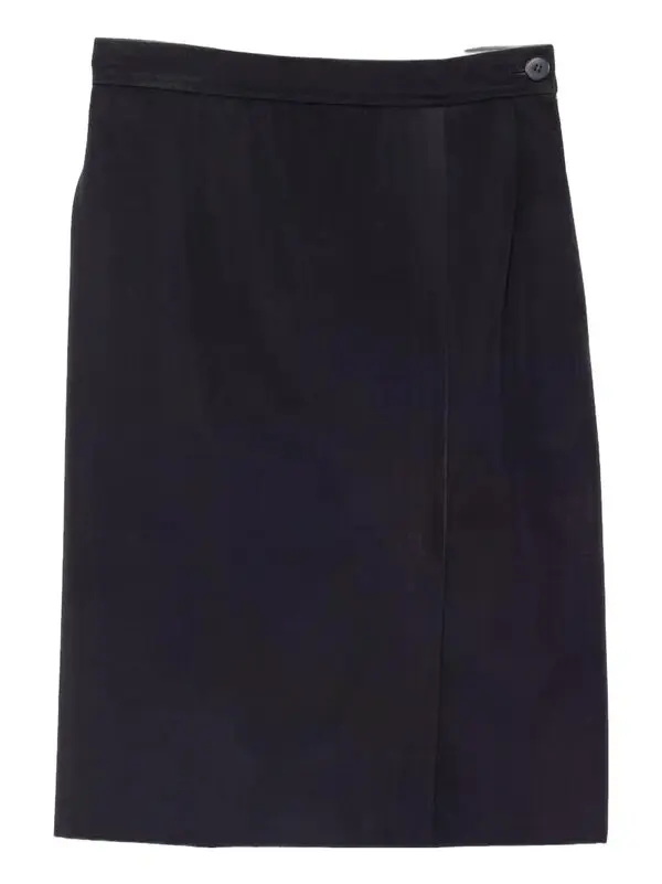 Saint Laurent 1980s Wool Wrap Skirt - Black