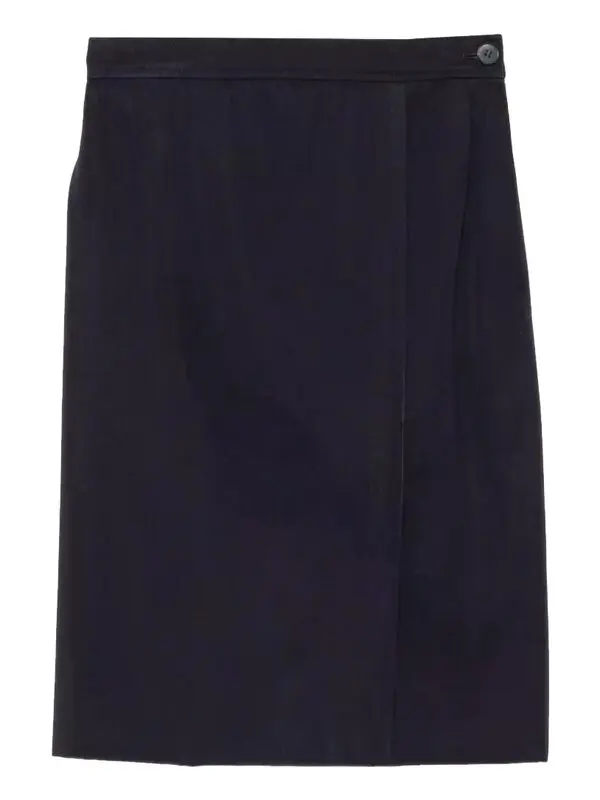 Saint Laurent 1980s Wool Wrap Skirt - Black