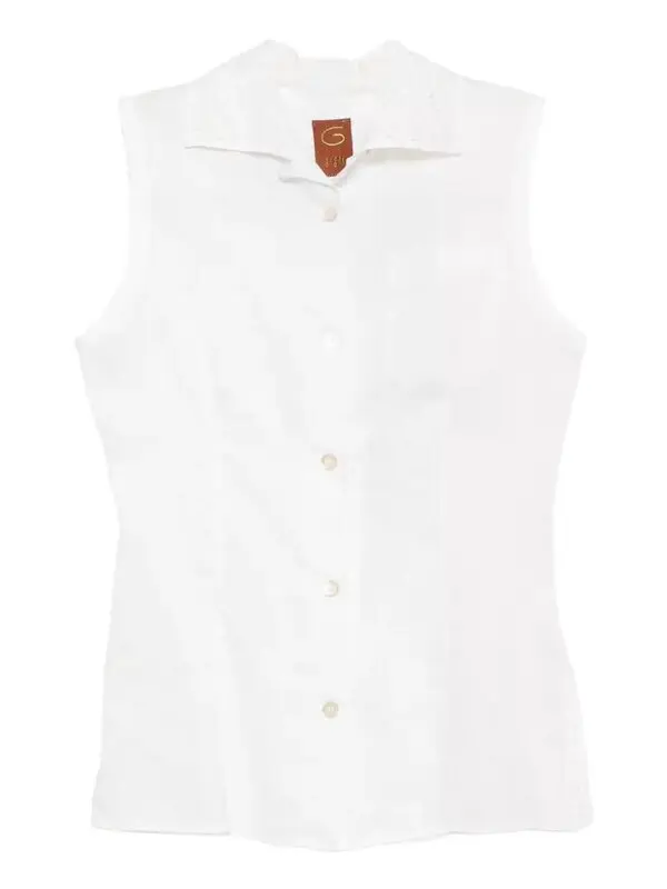 ROMEO GIGLI Sleeveless Embroidered Shirt - White