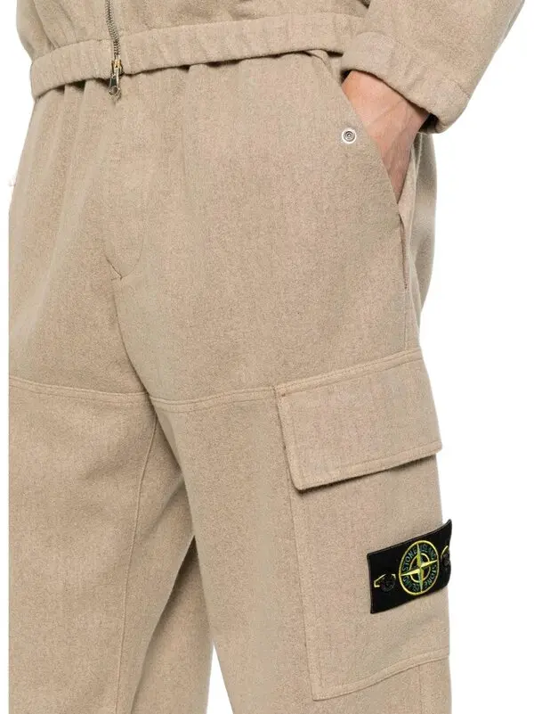 Stone Island Cargo Trousers With Felted Texture - Brown