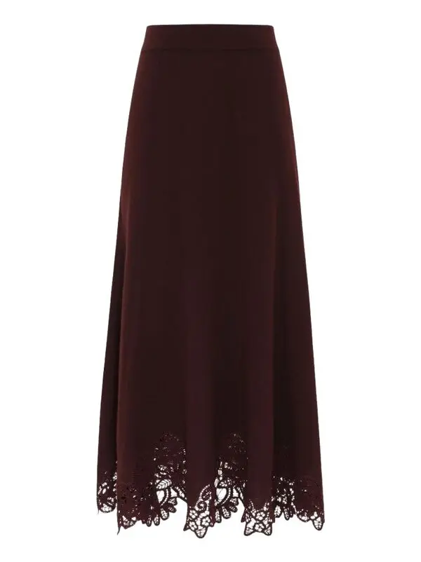 Zimmermann Valiant Wool Maxi Skirt With Lace Trim - Red