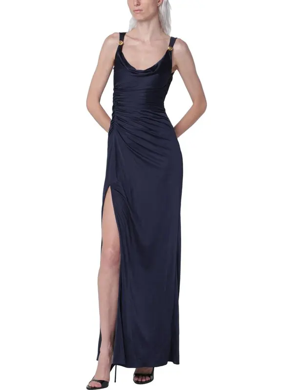Versace Navy Viscose Jersey Evening Dress - Blue