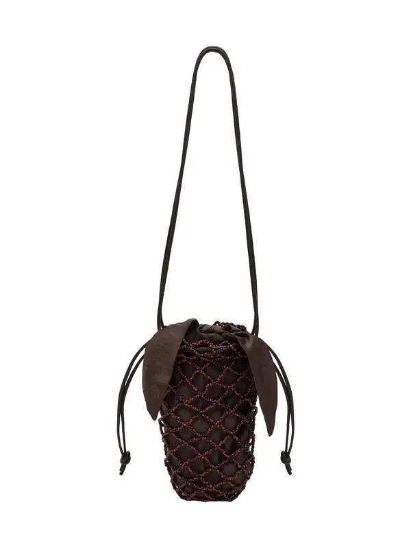 CORDERA Beaded Net Bucket Bag - Brown