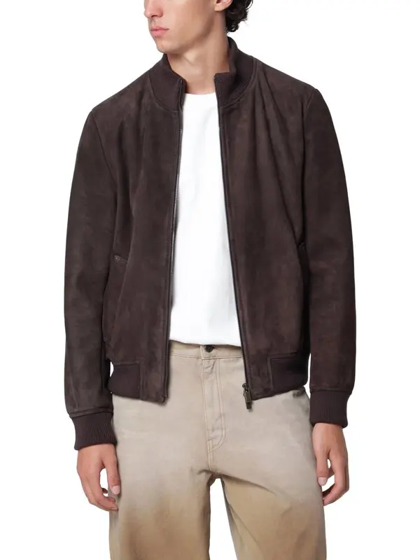 SALVATORE SANTORO Suede Bomber Jacket - Brown