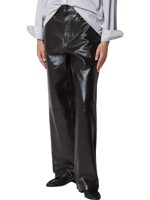 RÓHE Leather Wide-leg Trousers - Brown