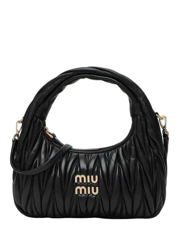 Miu Miu Small Wander Matelassé Bag - Black