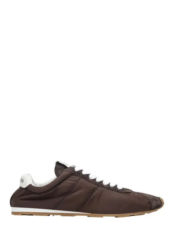 Miu Miu Leather Plume Trainers - Brown