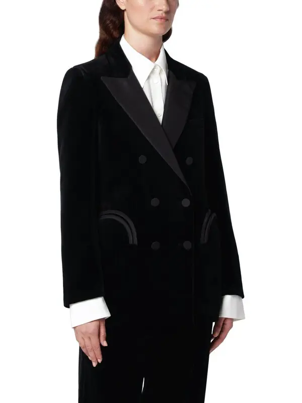 BLAZÉ MILANO Velvet Double-breasted Blazer - Black