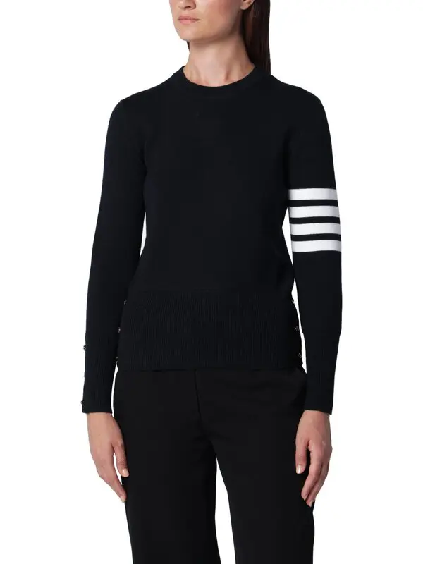 Thom Browne Four-bar Wool Crew-neck Sweater - Blue