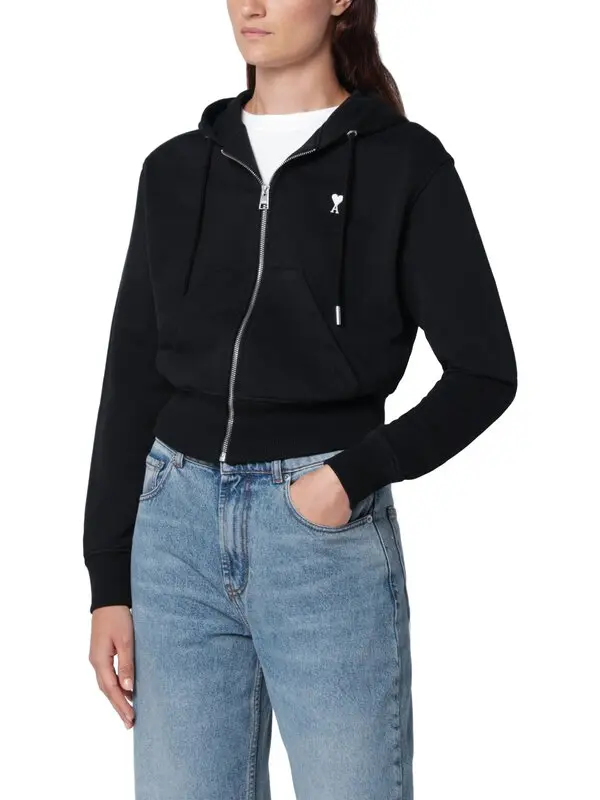 AMI Paris De Coeur Zip-up Sweatshirt - Black