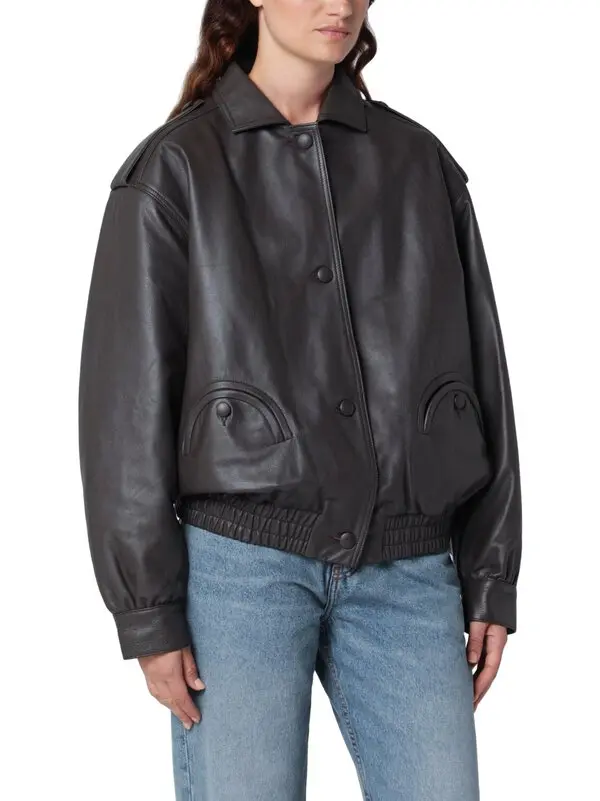 BLAZÉ MILANO Charlie Bomber Jacket In Leather - Brown
