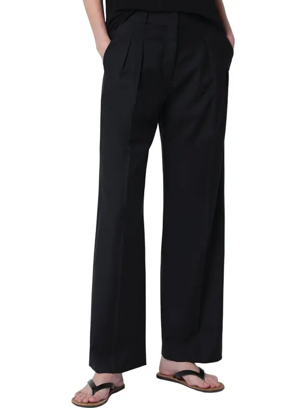 Loulou De Saison Pleated Wide-leg Wool Blend Trousers - Black
