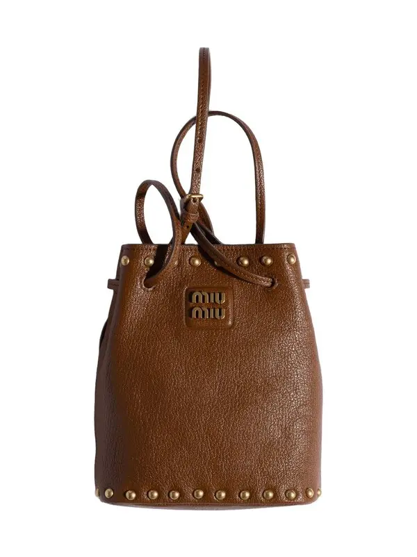 Miu Miu Studded Leather Pouch - Brandy