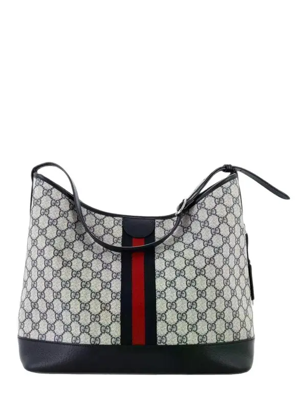 Gucci Ophidia Open Bucket Bag Gg Coated Canvas With Leather Shoulder Bag - Blue