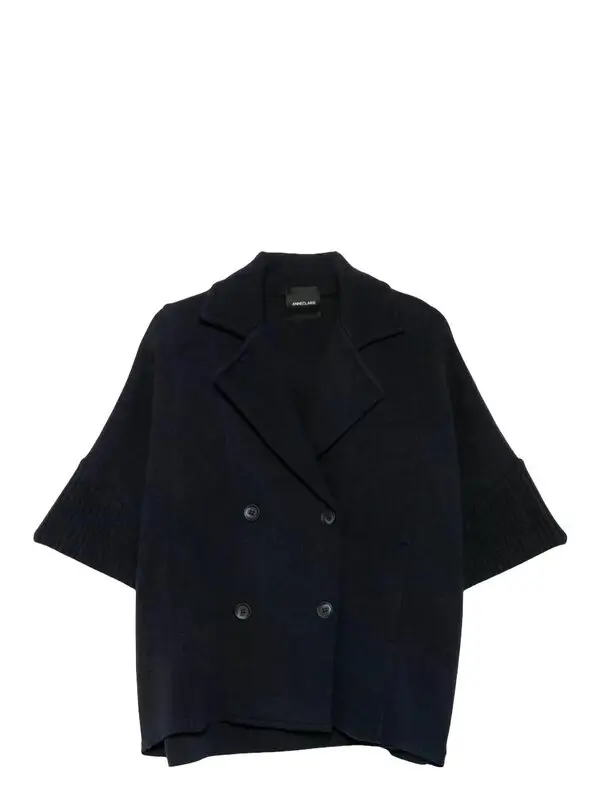 ANNE CLAIRE Double-breasted Ribbed-cuff Coat - Blue