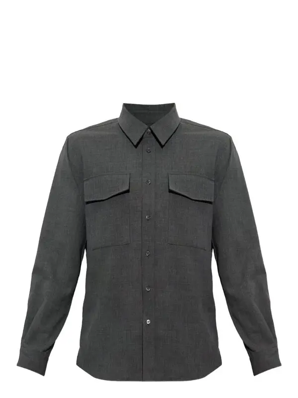 AMI Paris Flap-pocket Wool Shirt - Grey