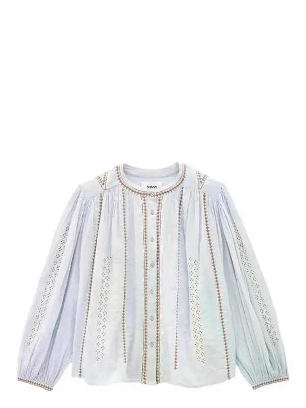 Ba&sh Mona Embroidered Balloon-sleeve Blouse - Blue