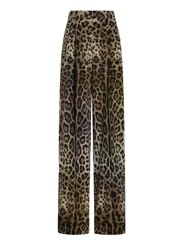 Dolce & Gabbana Leo-print Wool Trousers - Neutrals