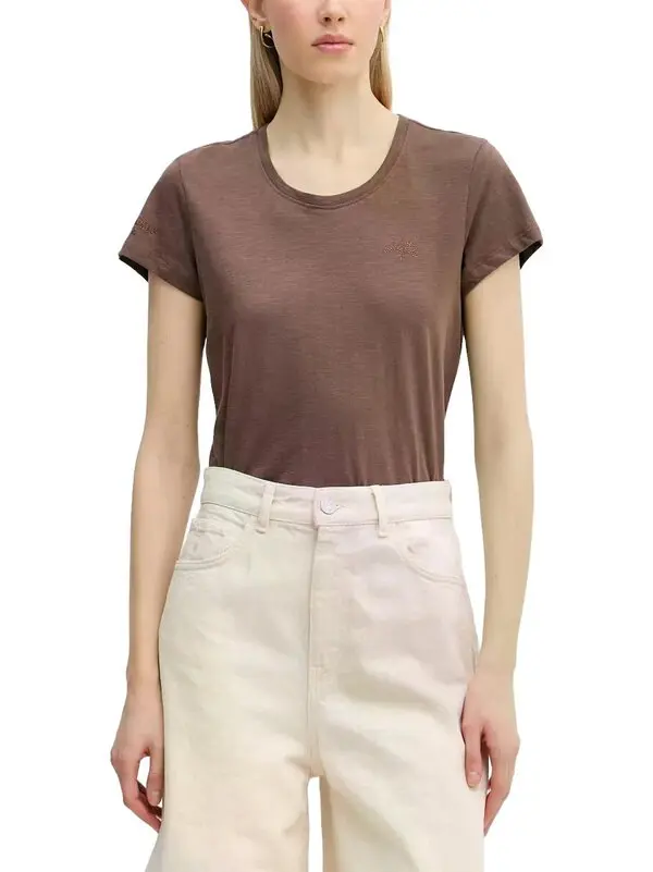 MOS MOSH Safina Cotton T-shirt With Stud Embellishment - Brown