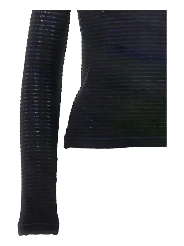 Emporio Armani Textured Stripe High Neck Long Sleeve Sweater - Black