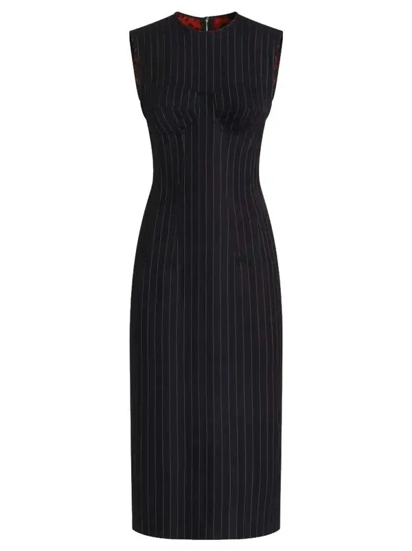 Dolce & Gabbana Pinstripe Wool Sheath Dress - Blue
