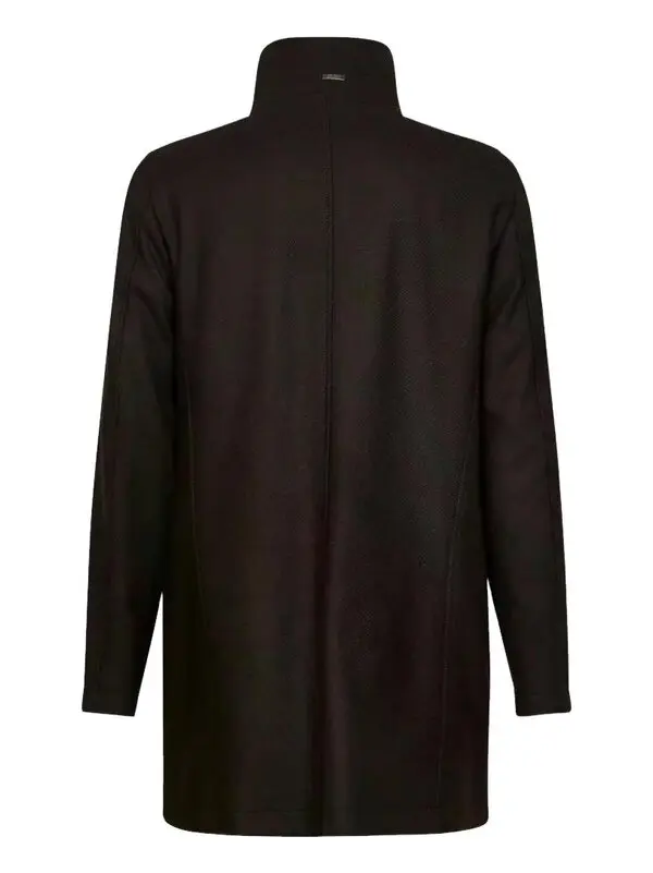 Herno High-neck Coat With Faux Fur Trim - Brown