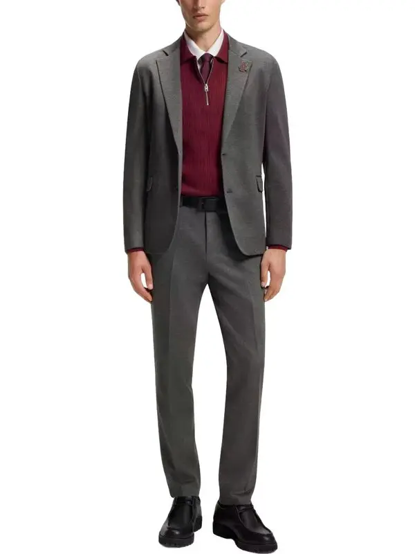 Hugo Extra-slim-fit Suit Jacket In Melange Stretch Twill - Grey