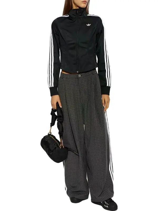 Adidas Check-pattern Wide-leg Trousers - Black