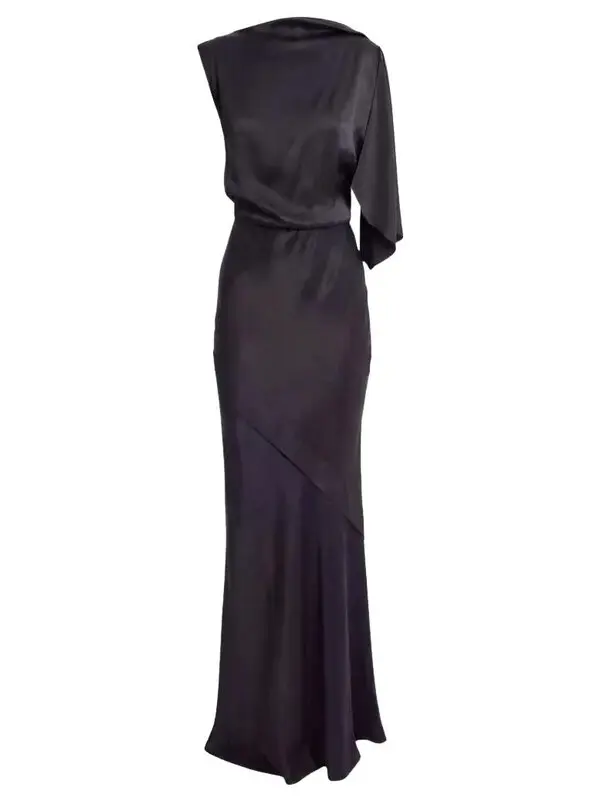 IRINA SCHROTTER Beatrice Asymmetric Maxi Dress - Black