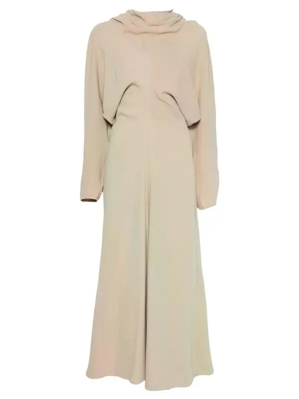 TOTEME Draped Maxi Dress With Scarf Neck - Neutrals