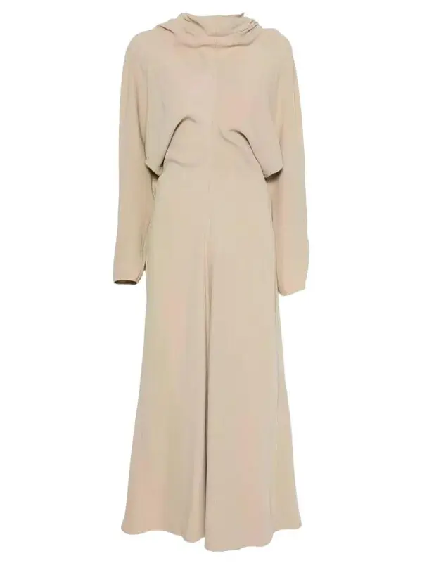 TOTEME Draped Maxi Dress With Scarf Neck - Neutrals