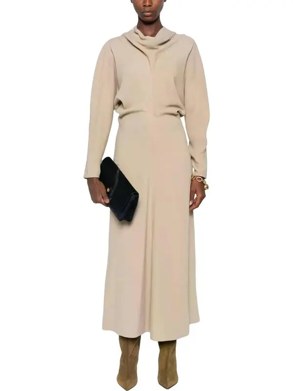 TOTEME Draped Maxi Dress With Scarf Neck - Neutrals